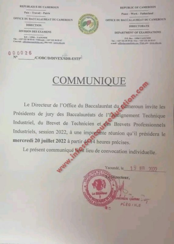 Tous les communiqués OBC relatifs aux résultats du Baccalauréat 2022 au ...