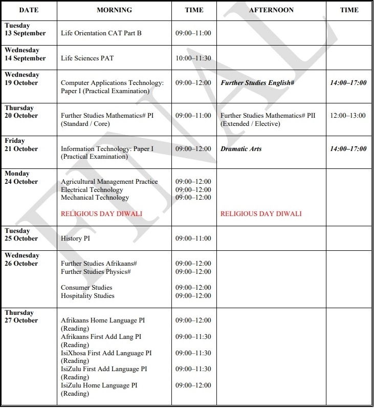 education.gov.za The IEB Final Matric Exam Timetable For 2022 - Edukamer