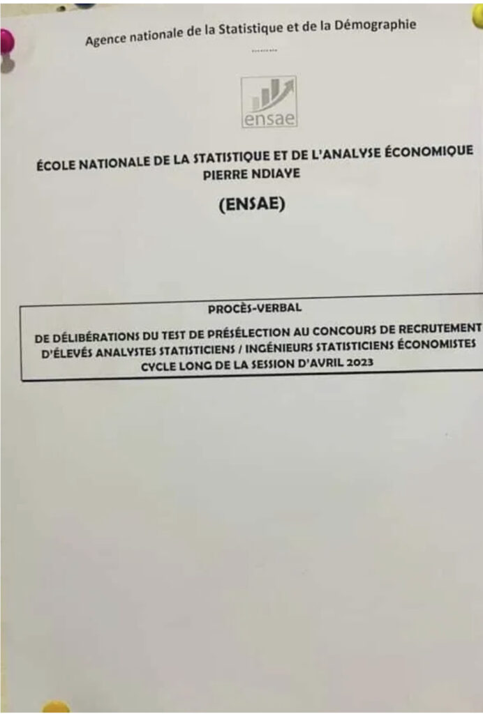 Résultats du test de présélection concours ENSAE 2023 au Sénégal - Edukamer