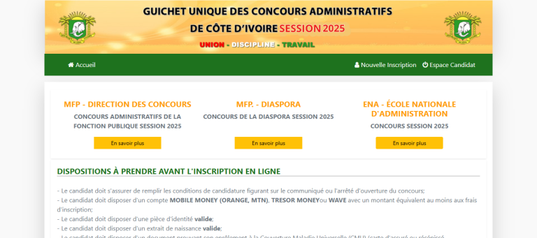 CONCOURS ADMINISTRATIFS DE LA FONCTION PUBLIQUE CI SESSION 2025 - Edukamer