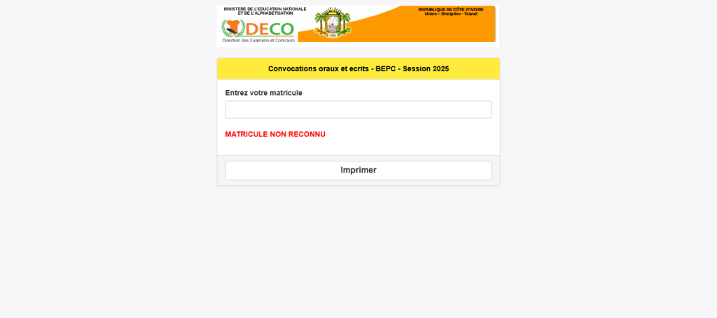 www.men-deco.org - Retrait des convocations BEPC CI 2025 - Edukamer